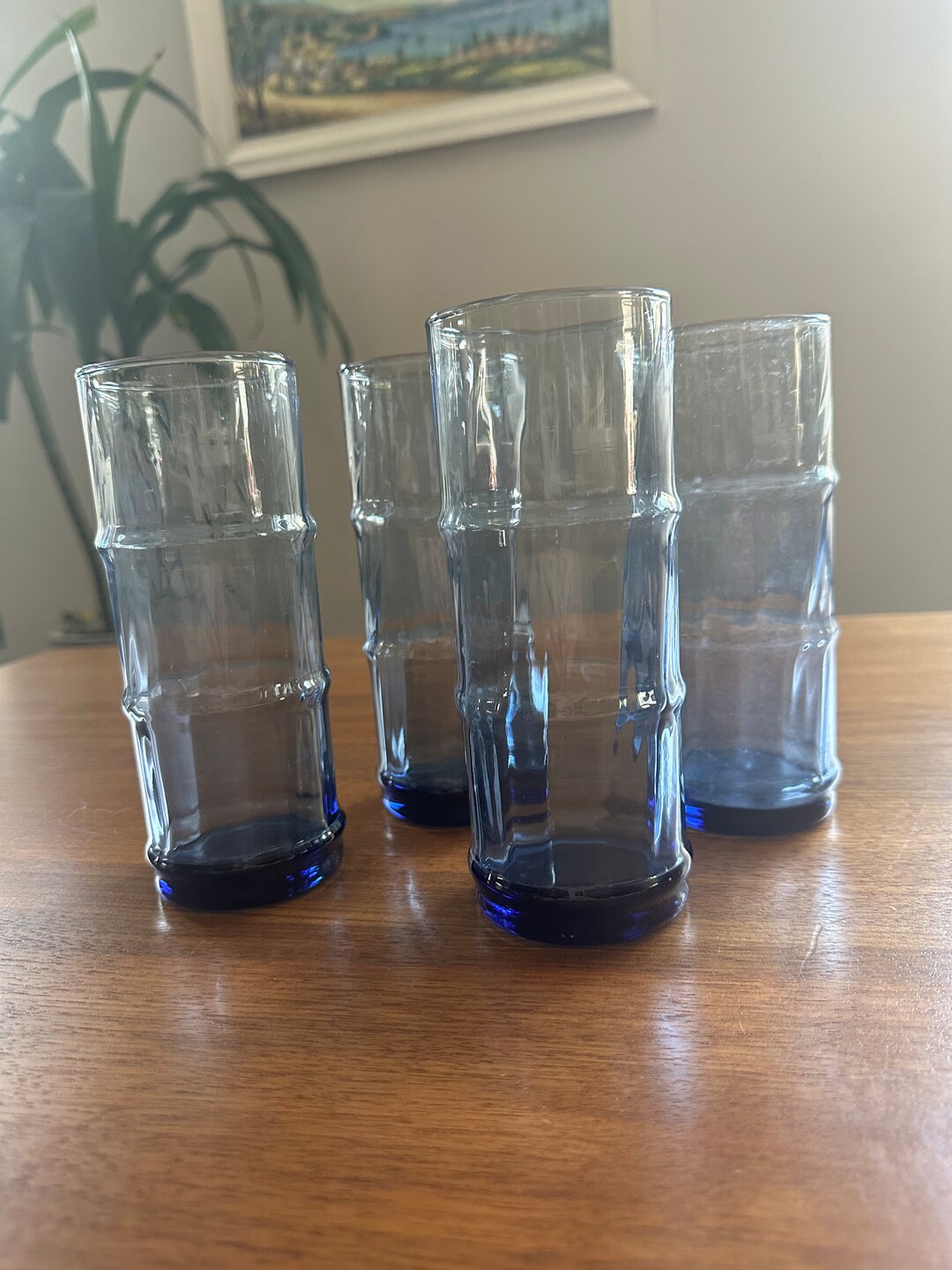 Libbey Bamboo Blue Highball Glassware Set of 4 Libbey Blue Bamboo ...