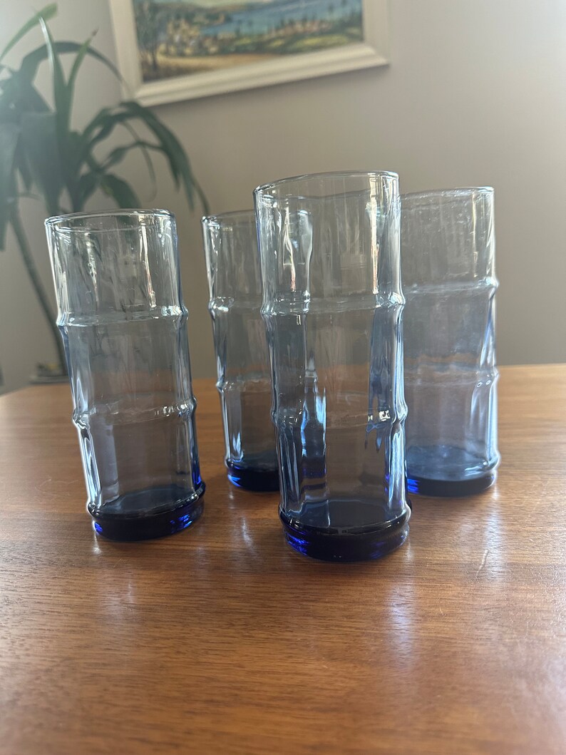 Libbey Bamboo Blue Highball Glassware Set of 4 Libbey Blue Bamboo ...