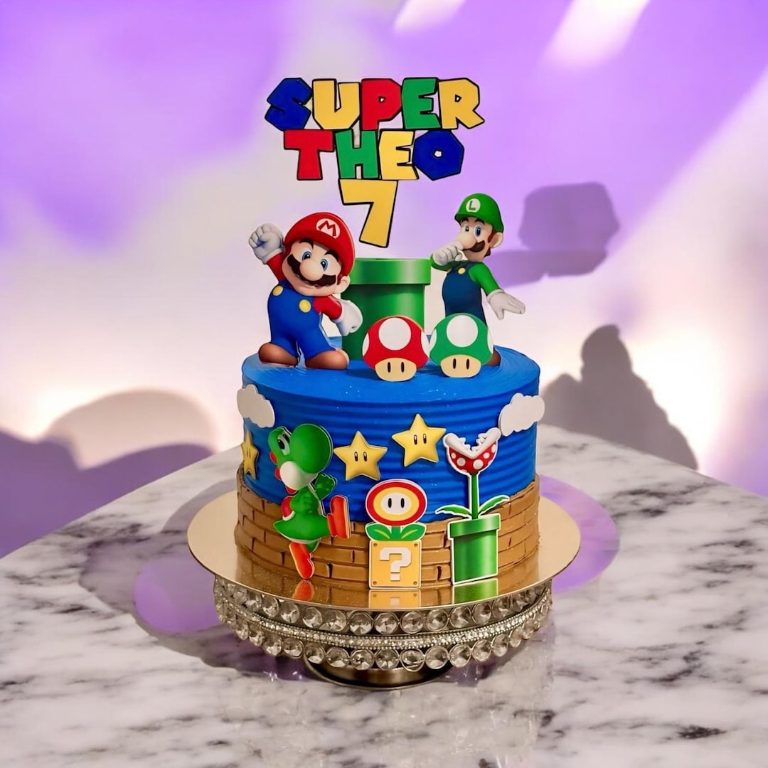 Super Mario Cake Topper, Super Mario Cake Decor, Super Mario Party ...