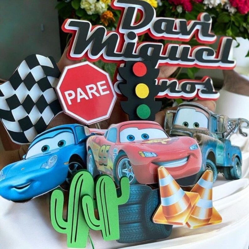 Cars Cake Topper, Lightning Mcqueen Cake Topper, Lightning Party Decor ...