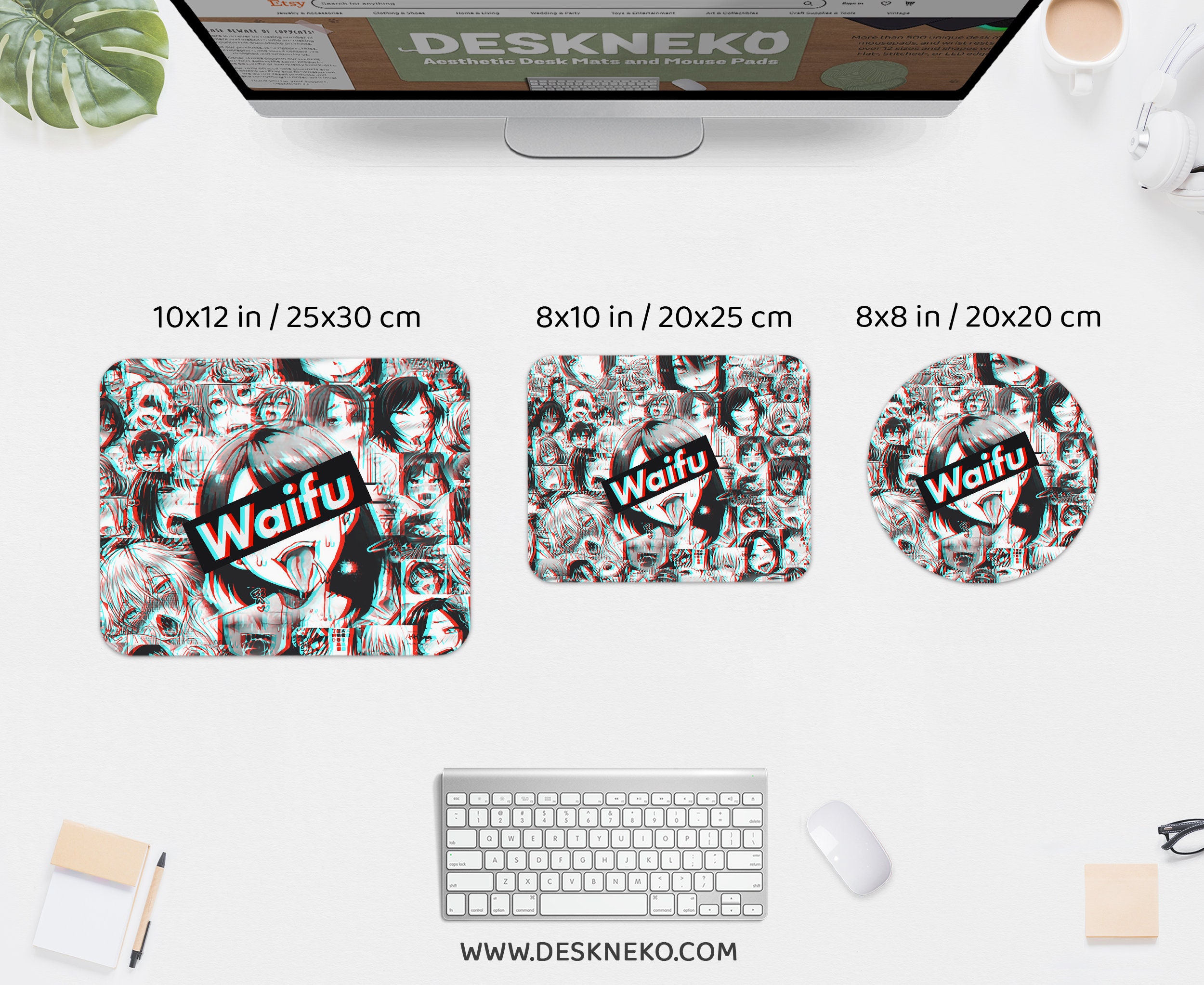 Waifu Deskmat Ahegao, Anime Mousepad Aesthetic, Manga Girls Black White ...