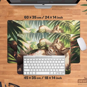 Furry Desk Mat: Tropical Wolf Mouse Pad Xl, Fox Dog Boy Deskmat Xxl ...