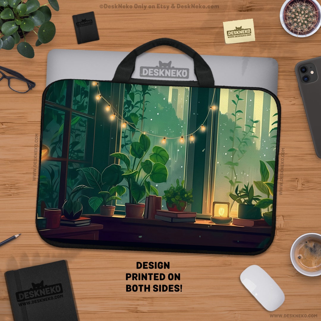 Lofi Plants Laptop Sleeve, Cute Green Computer Bag, Lo-fi Nature ...