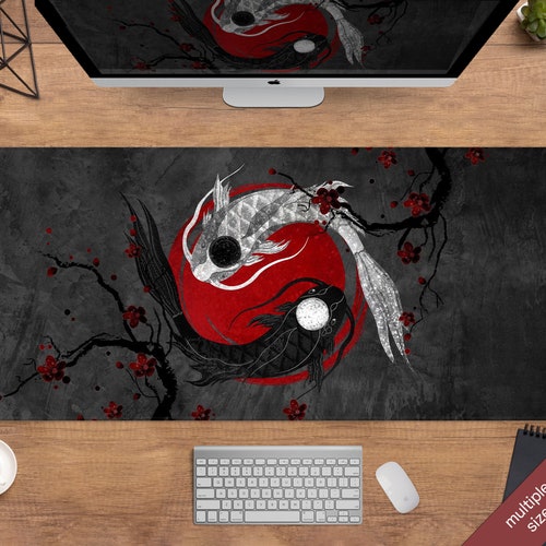 Samurai Deskmat Japan Japanese Mousepad Black & Red Rising - Etsy