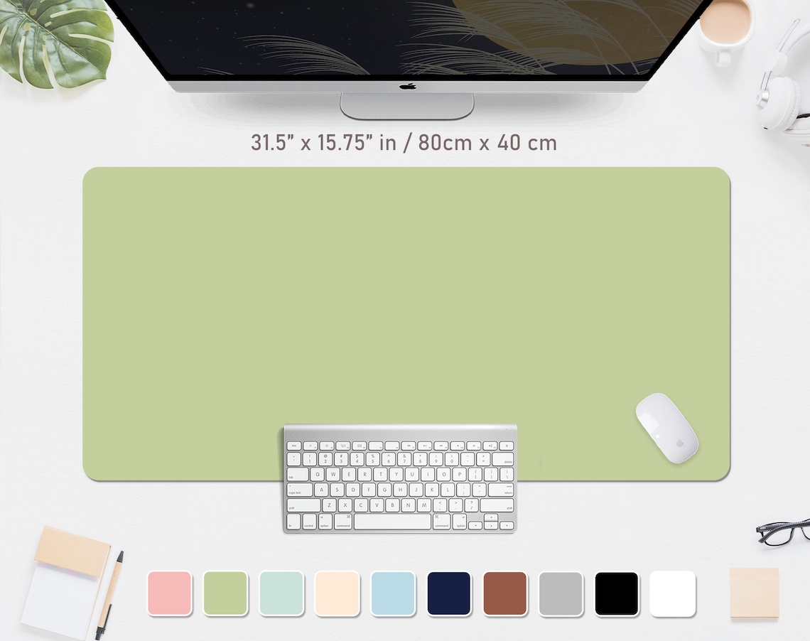Leather Desk Mat Mint Mousepad, Decor Accessories Minimal Neutral ...