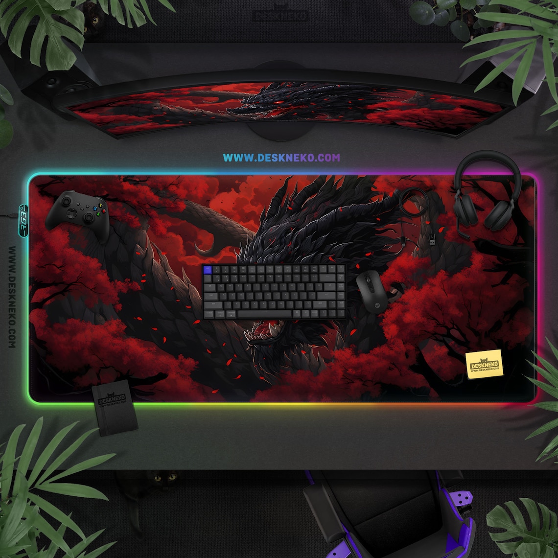 Gaming Mouse Pad Led, Red Dragon Deskmat Xl, Dark Magic Aesthetic ...