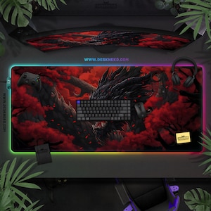 Gaming Mouse Pad Led, Red Dragon Deskmat Xl, Dark Magic Aesthetic ...