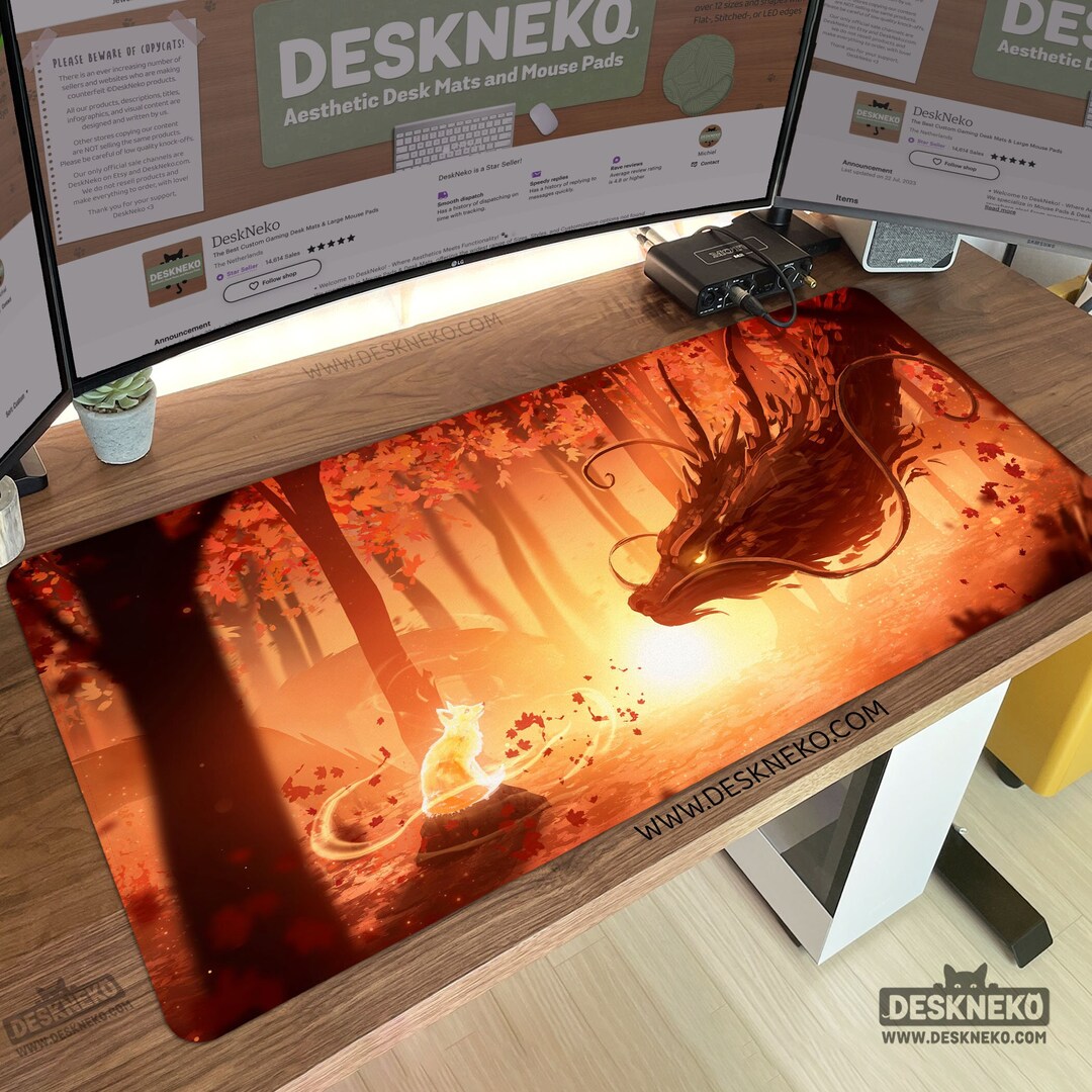 Dragon Desk Mat, Magic Forest Mouse Pad Xl, Fox Large Gaming Mousepad ...