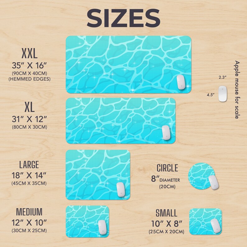 Turquoise Desk Mat Wave Cyan Mouse Pad Kawaii Cute Anime - Etsy