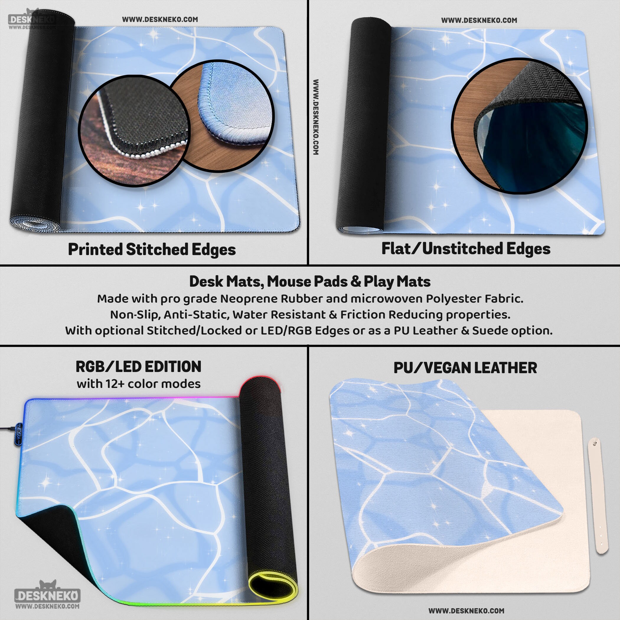 Blue Water Desk Mat: Kawaii Mouse Pad Xl, Light Ocean Waves Deskmat ...