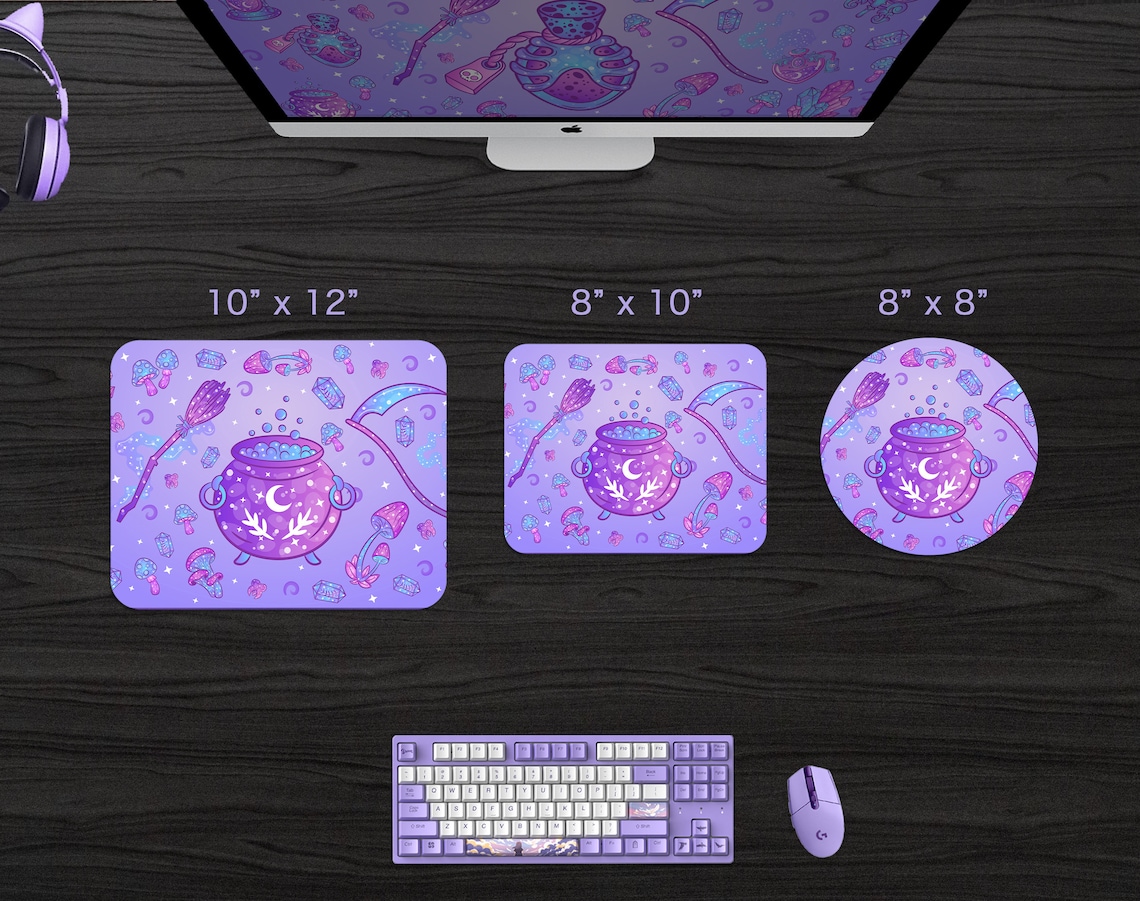 Pastel Witch Desk Mat Cute Kawaii Purple Mousepad Witchy Xxl - Etsy