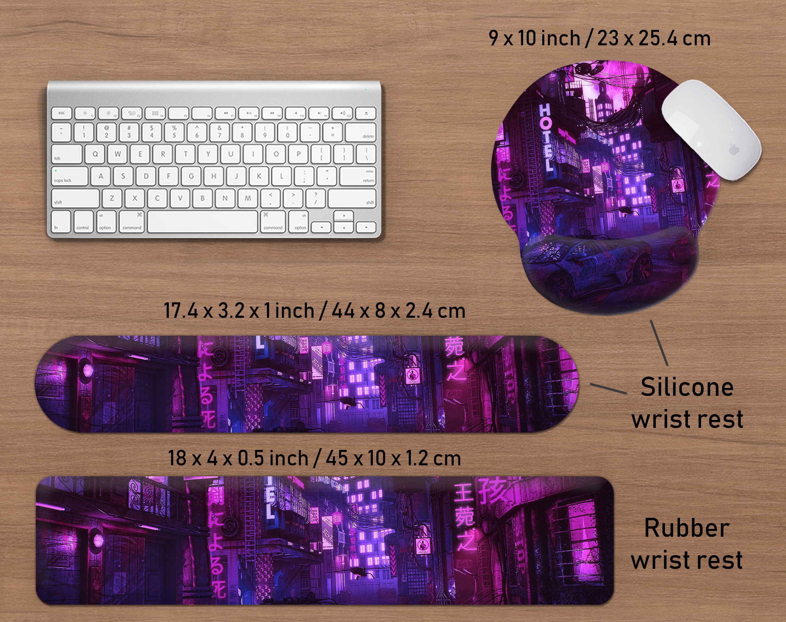 Cyberpunk Desk mat RGB, Vaporwave Mousepad neon city, Tokyo Deskmat Led ...