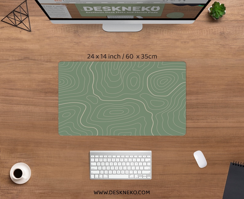 Green Topographic Desk Mat Large Mouse Pad Topo Map Contour - Etsy