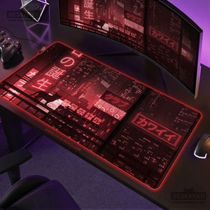Red Gaming Desk Mat, Large Mouse Pad, Neon Rgb Mousepad Led, XXL ...