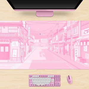 Purple Tokyo Desk Mat Xl, Japanese Street Mousepad, Retro Lo-fi Anime ...