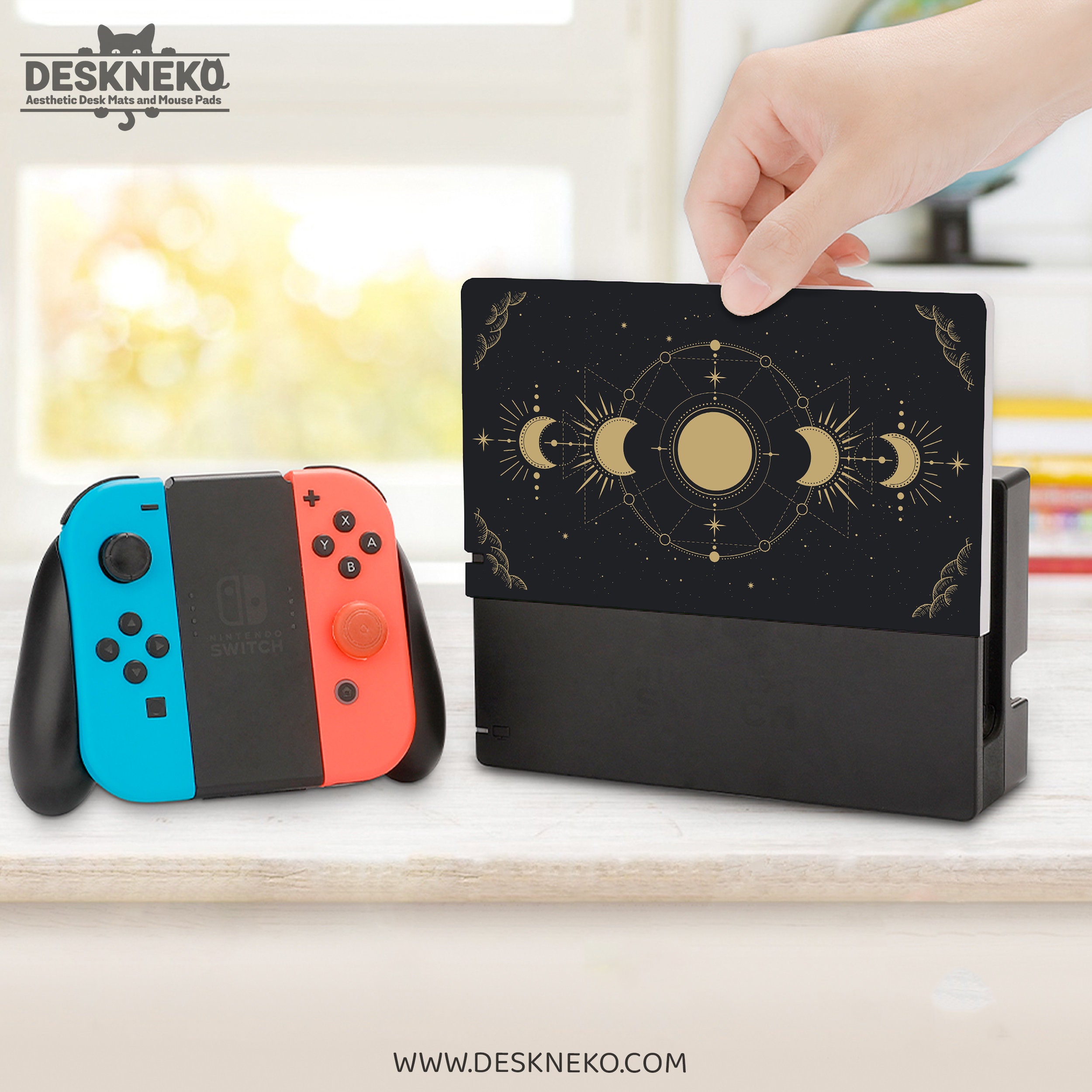 Case for Nintendo Switch Lite & Oled, Black Gold Celestial Moon Phases ...