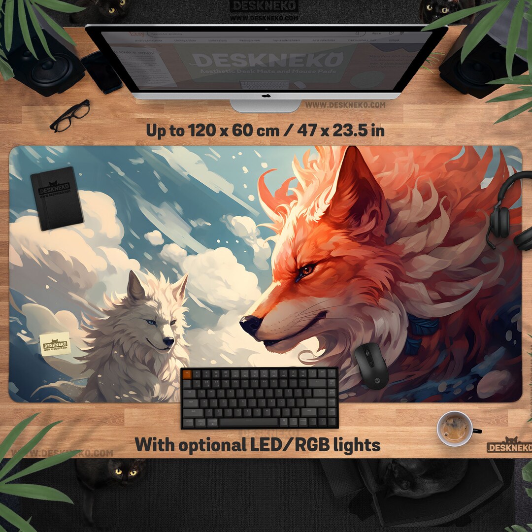 Furry Wolf Desk Mat: Mouse Pad, Cute Fox Anime Mousepad Xl, Animal Dog ...