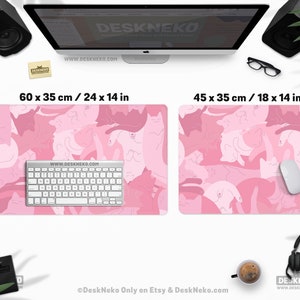 Pink Cats Desk Mat, Cute Mouse Pad Wrist Rest, Xxl Large Mousepad Led ...