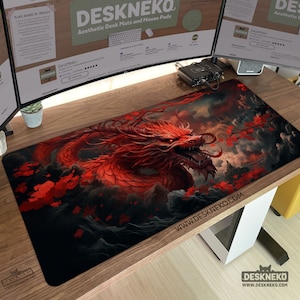 Red Dragon Desk Mat, Japanese Mouse Pad, Large Gaming Mousepad Led, Rgb ...