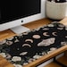 Moon Phases Desk Mat Black, Cottagecore Pale White Roses and ...
