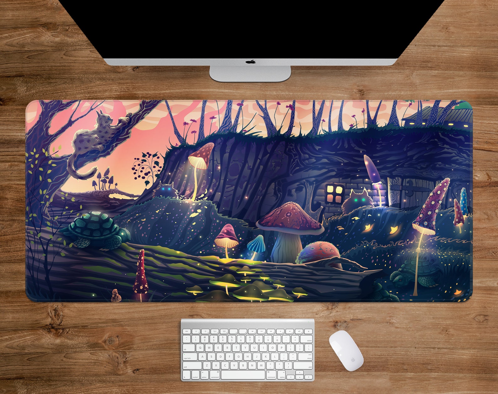 Magical Forest Mousepad Cute Desk Mat Mystical Mushroom - Etsy