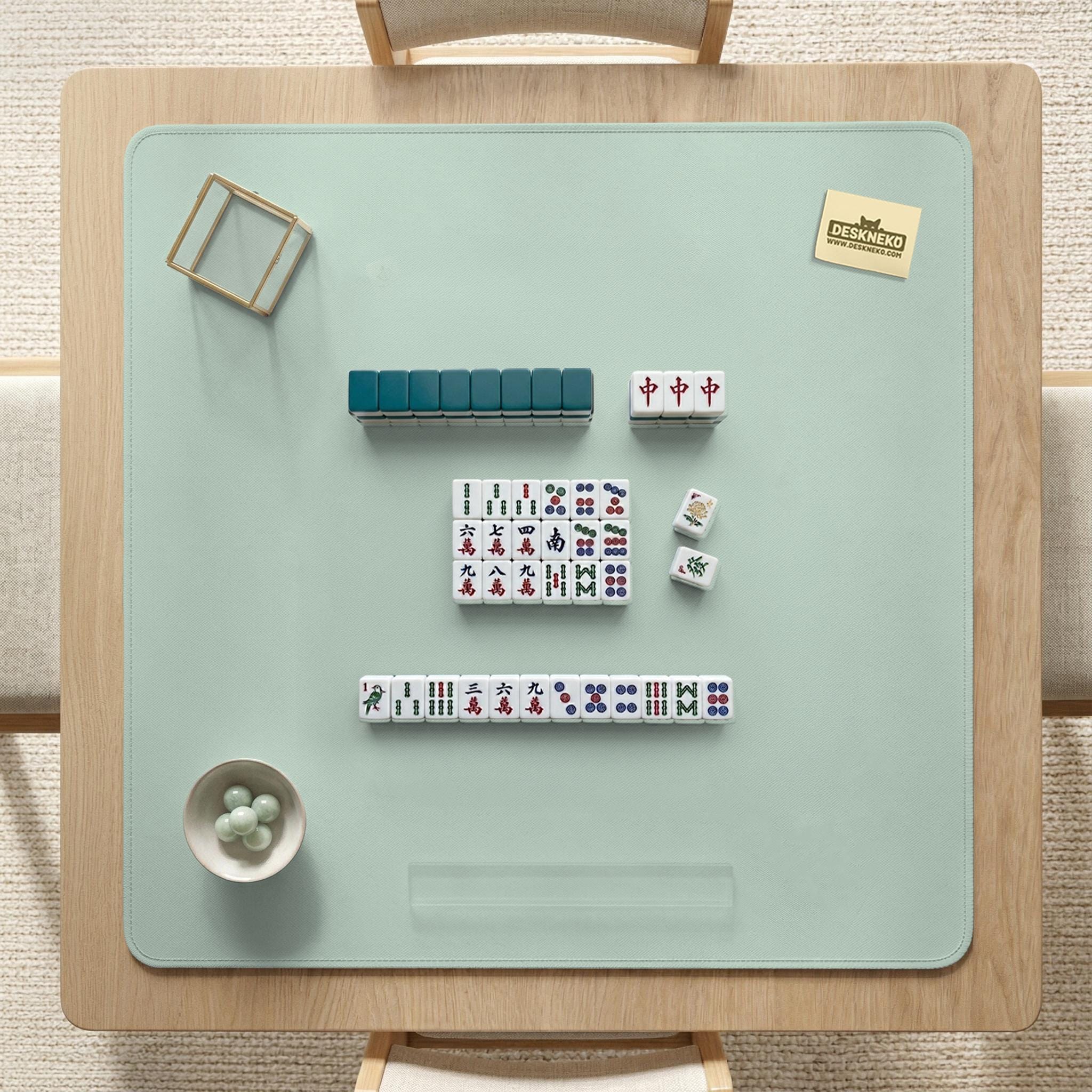 Mahjong Mat, Mint Green Tabletop Game Pad, Minimalist Mahjong Table ...