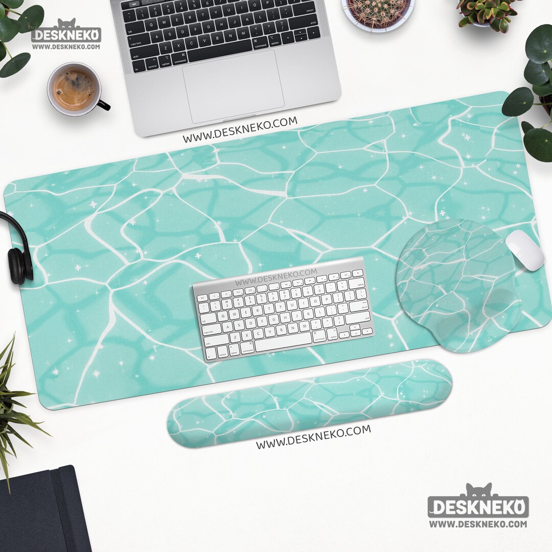 Turquoise Desk Mat, Mint Green Mouse Pad, Kawaii Anime Mousepad Large ...