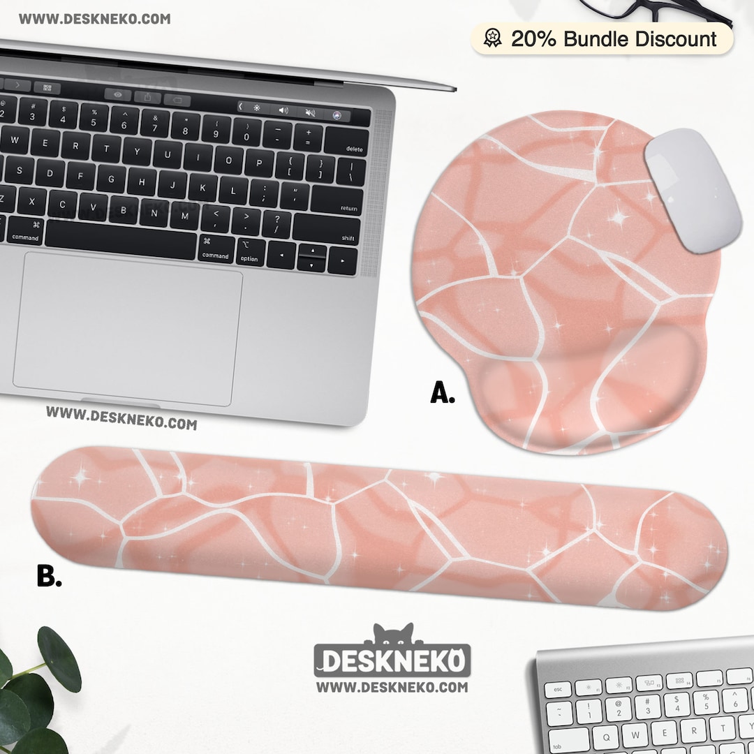 Peach Water Mousepad Cute: Kawaii Mouse Pad With Wrist Rest, Pastel ...