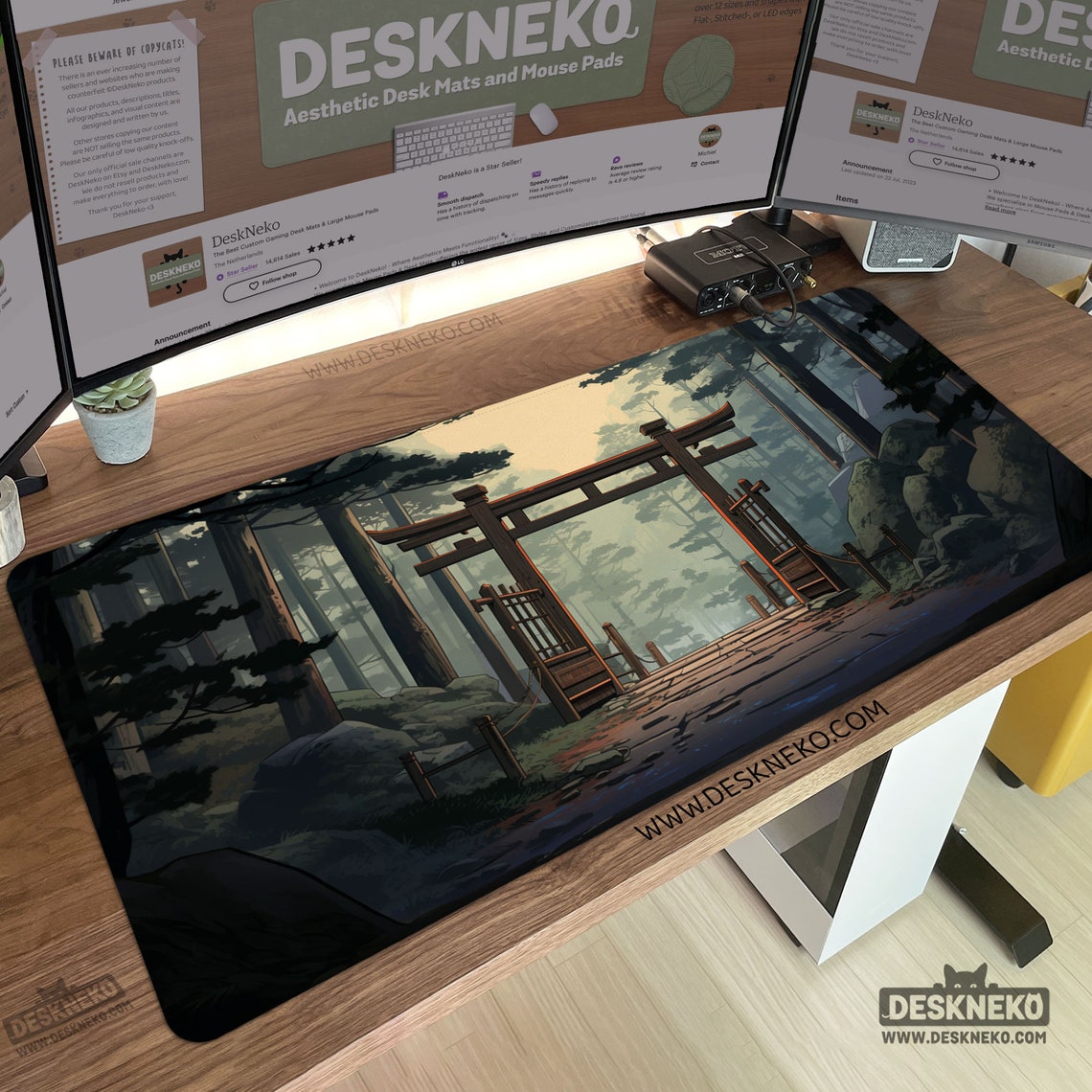 Japanese Desk Mat: Torii Shrine, Large Anime Mousepad, XL LED Gaming ...