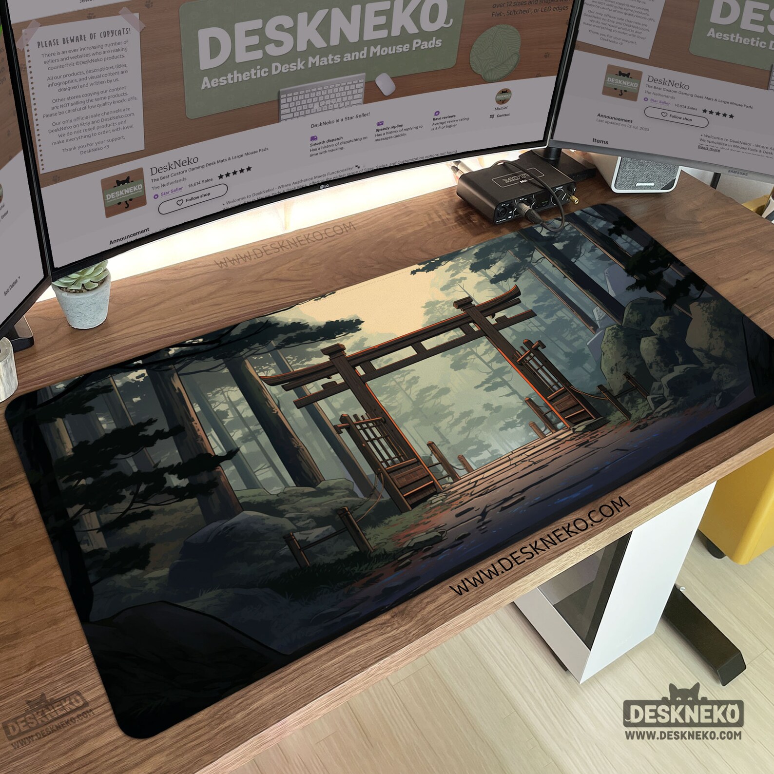 Japanese Desk Mat: Torii Shrine, Large Anime Mousepad, XL LED Gaming ...
