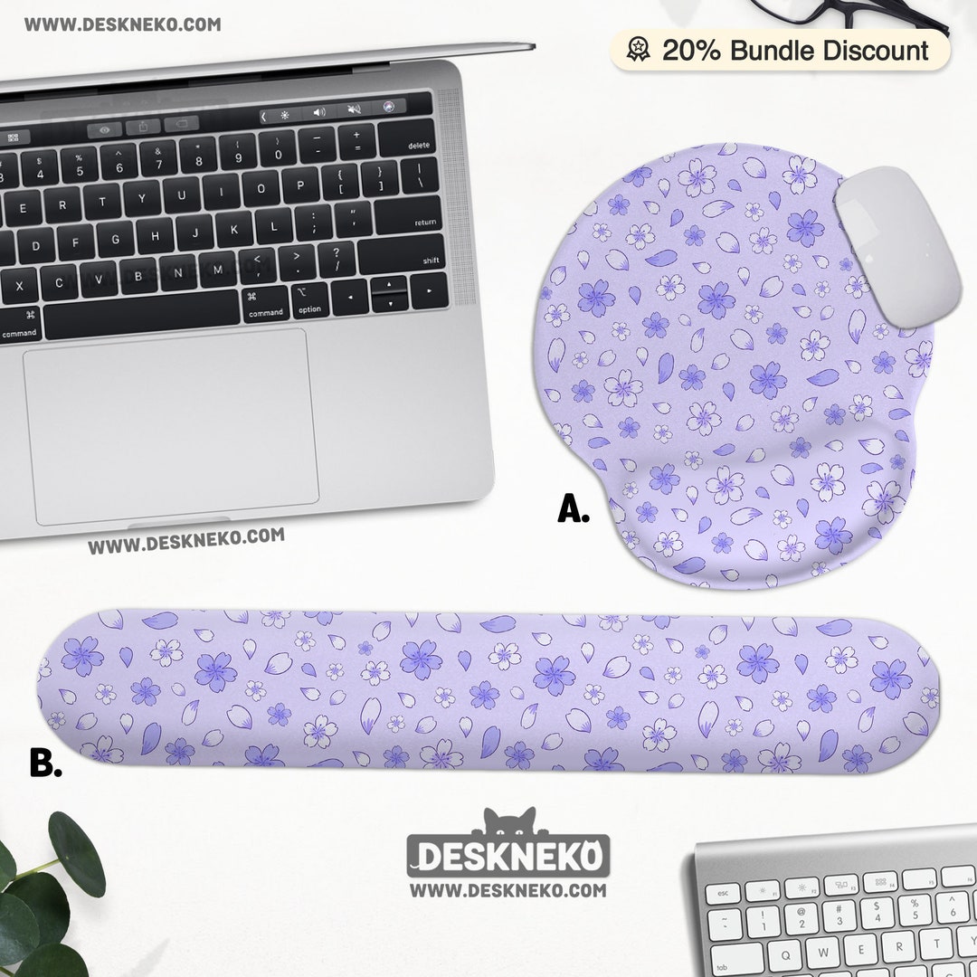 Purple Mouse Pad Wrist Rest, Cute Ergonomic Mousepad, Violet Cherry ...