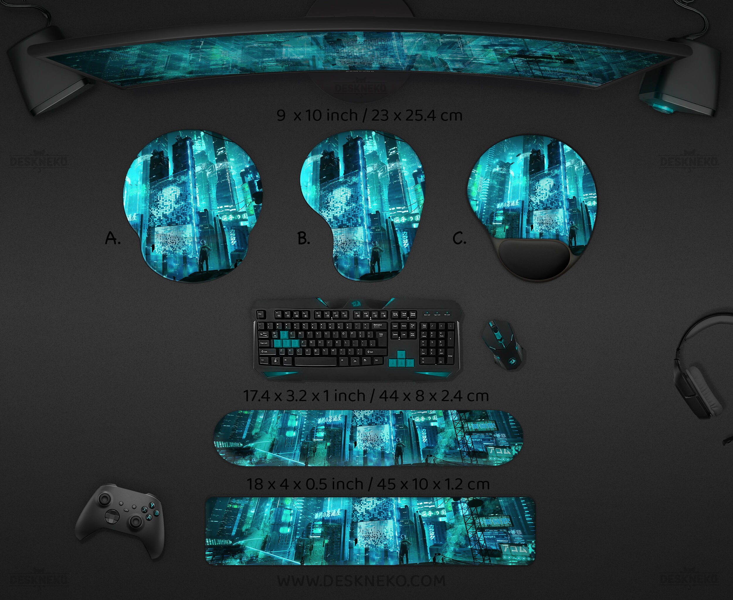 Cyan Gaming Desk Mat, Cyberpunk Mouse Pad sold by Awadhi Dormouse | SKU ...