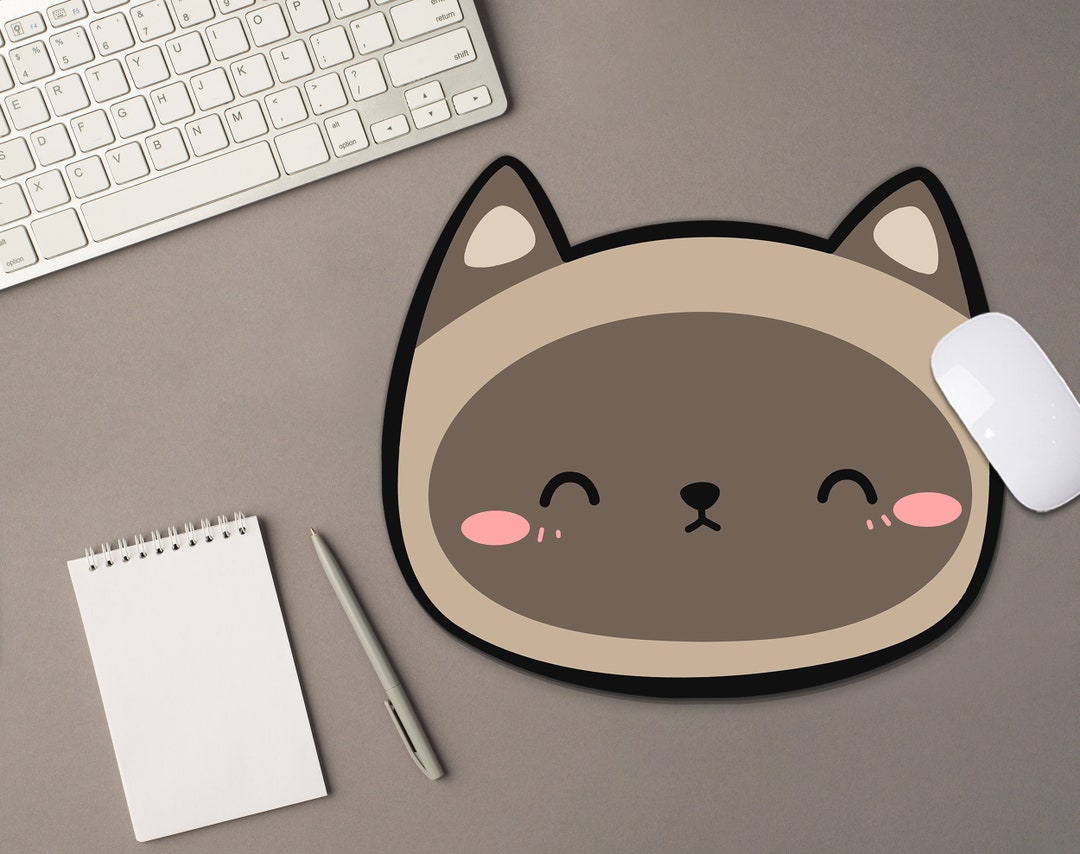 Siamese Cat Mousepad Cute Mouse Pad, Kawaii Anime Aesthetic, Black ...