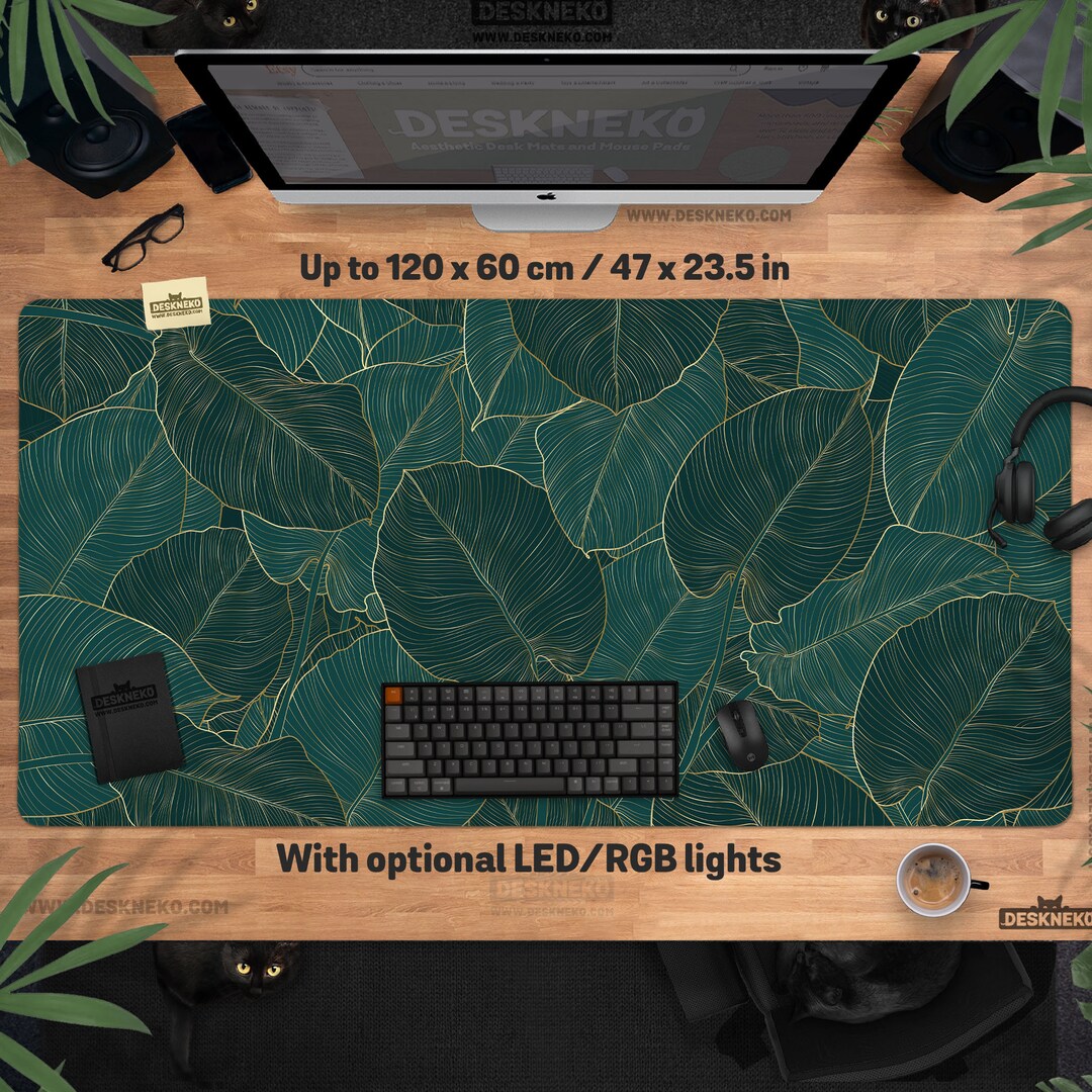 Nature Green Desk Mat: Art Nouveau Mouse Pad, Botany Plant Mousepad Xl ...