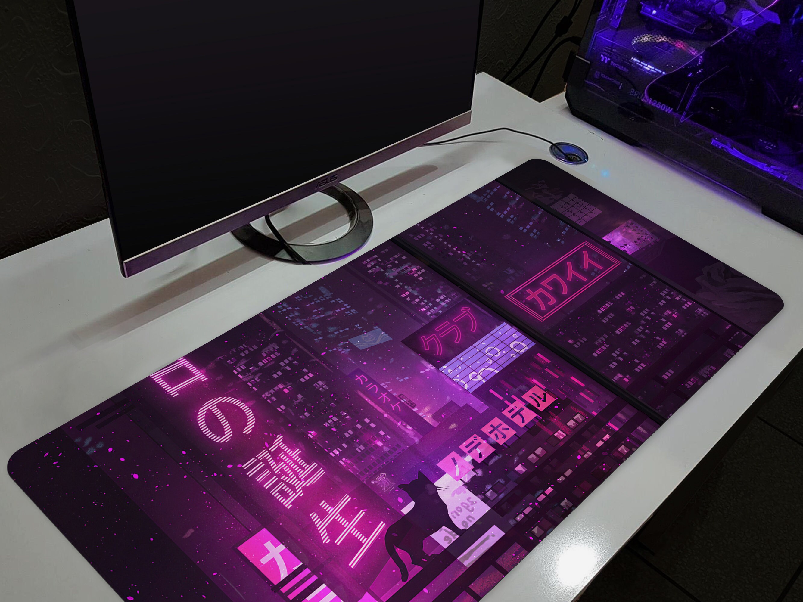 Purple Neon City Gaming Mousepad Japanese Desk Mat Tokyo - Etsy UK