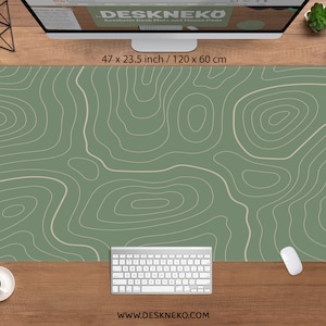 Green Topographic Desk Mat, Large Mouse Pad, Topo Map Contour Lines ...