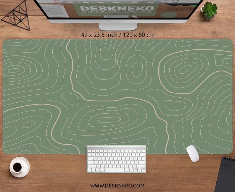 Green Topographic Desk Mat Large Mouse Pad Topo Map Contour - Etsy