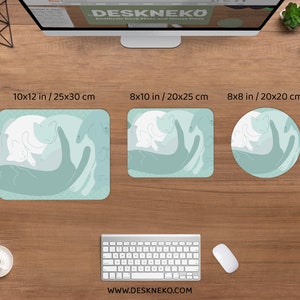 Mint Green Desk Mat Cats, Pastel Mouse Pad Minimalist, Sea Ocean Light ...