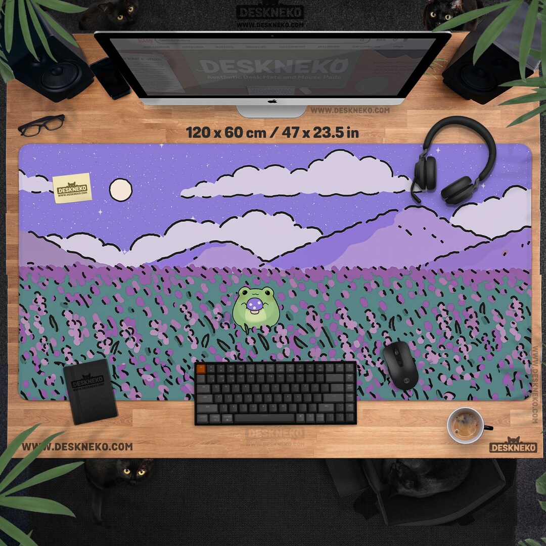 Cute Frog Desk Mat, Purple Mouse Pad Xl, Kawaii Anime Character, Large ...