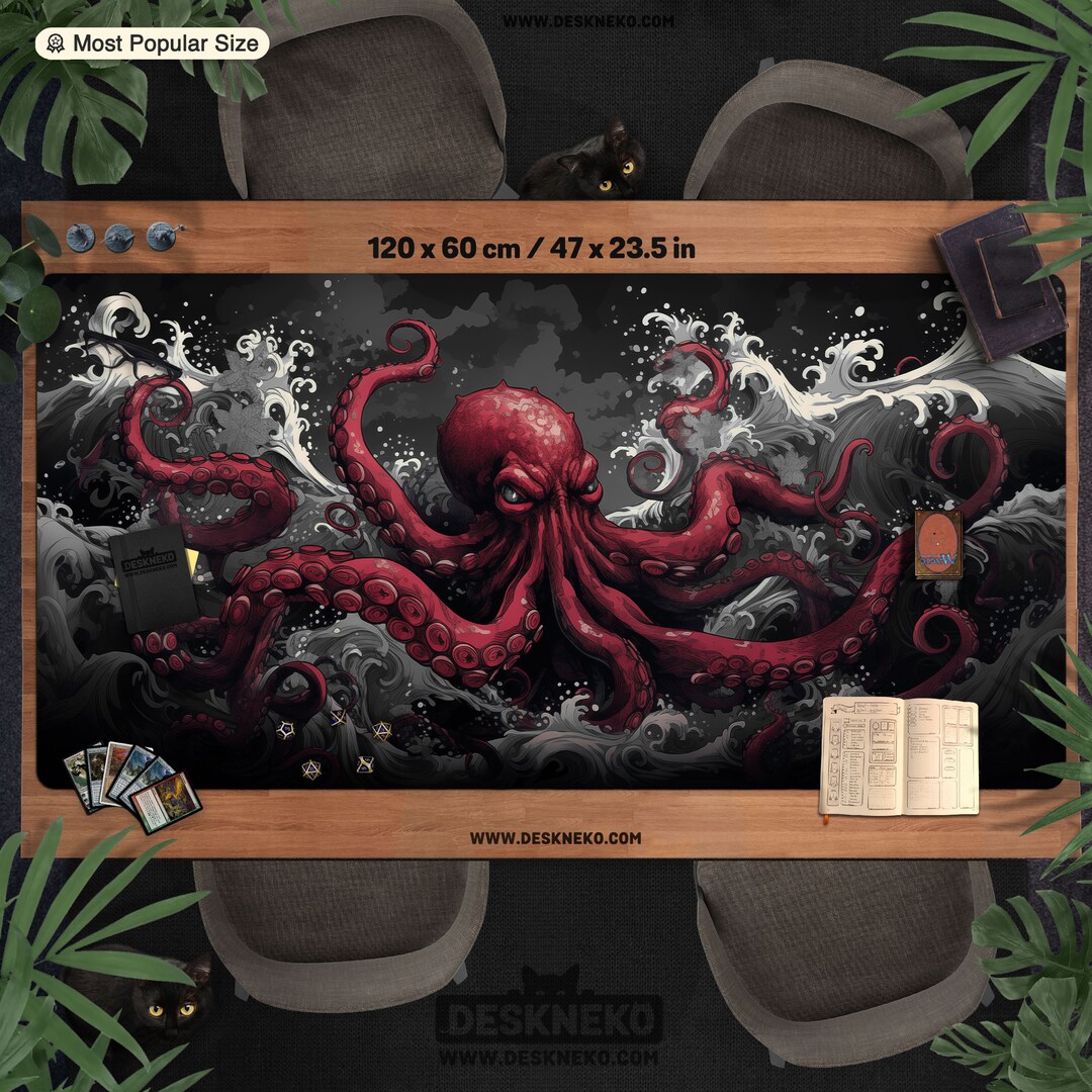 Card Playmat/desk Mat, Octopus Kraken Mtg, Tcg Dnd Dd Table Matt, Large ...