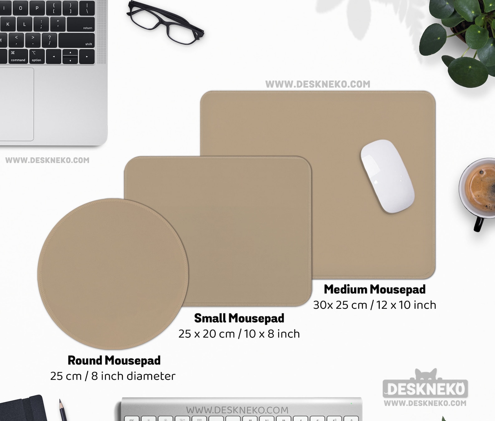 Tan Beige Desk Mat: Mouse Pad or Wrist Rest, Plain Mousepad, Extended ...