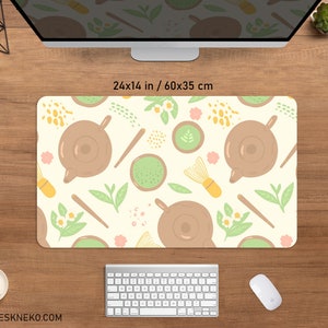 Matcha Green Desk Mat Kawaii Mousepad Japanese, Tea Ocha Cute Sage ...