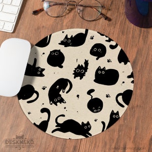 Cat Mousepad Cute, Black Cats Mouse Pad With Wrist Rest, Soft Ergonomic ...
