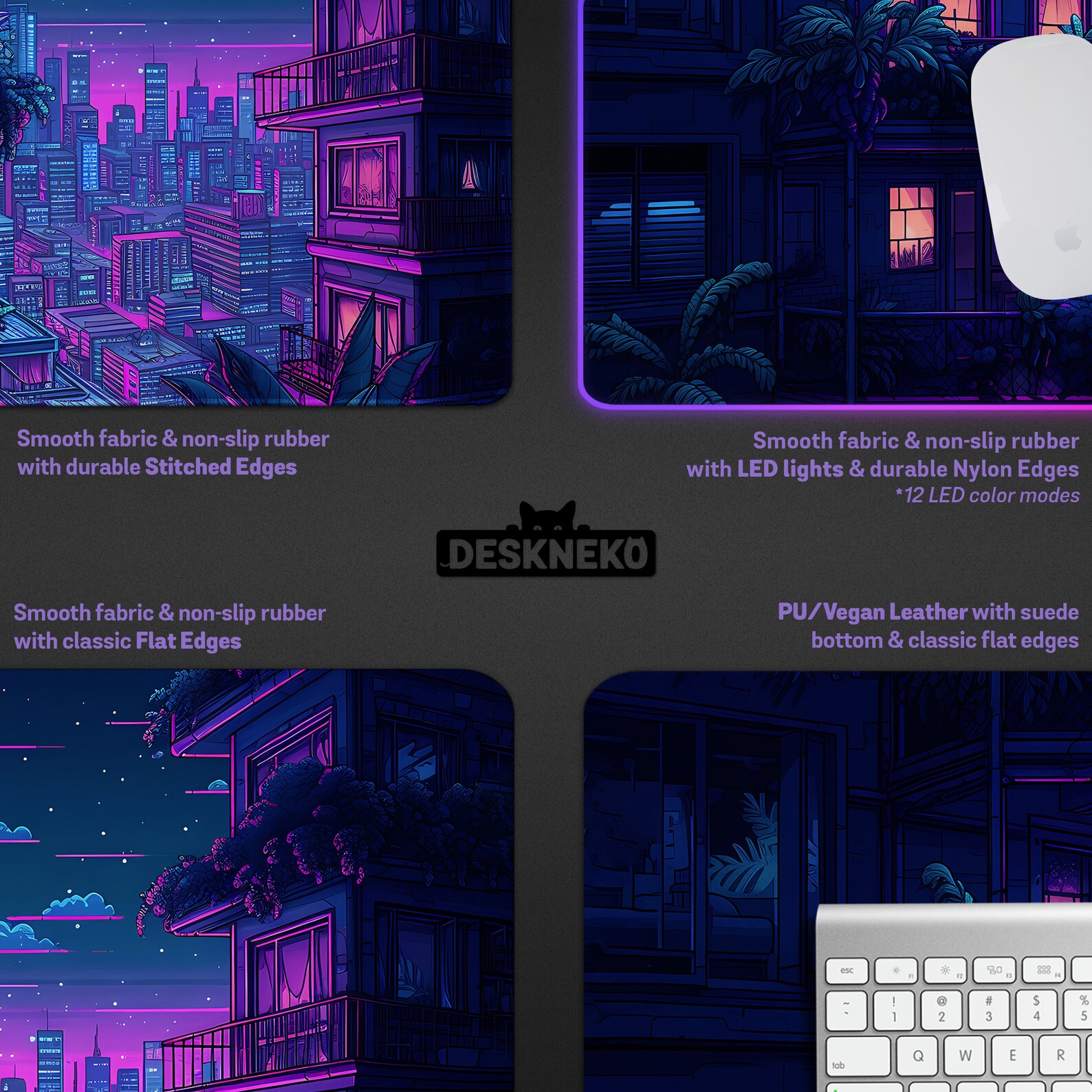 RGB Desk Mat Xl, Gaming Mouse Pad Led, Large PC Desk Mat Xxl, Vaporwave ...