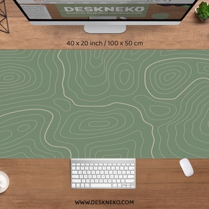 Green Topographic Desk Mat, Large Mouse Pad, Topo Map Contour Lines ...