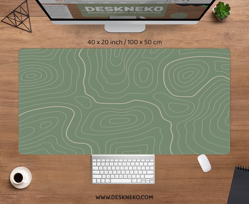 Green Topographic Desk Mat Large Mouse Pad Topo Map Contour - Etsy