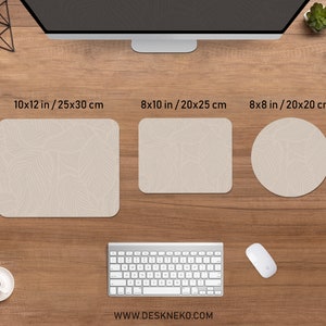 Beige Desk Mat Plant Pattern, Plain Mousepad Neutral Color, Cute Light ...