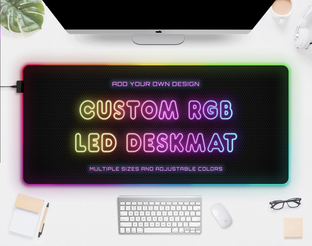 Custom Desk Mats and Mousepads With LGB RGB Light Edges Stitched, Small ...