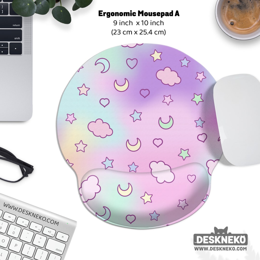 Kawaii Mouse Pad With Wrist Rest, Pastel Ergonomic Mouse Pad, Cute Pink ...