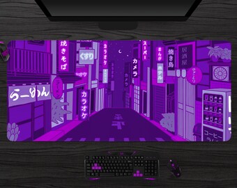 Tokyo Gaming Mouse Pad Neon Japan Desk Mat Retro Vaporwave | Etsy